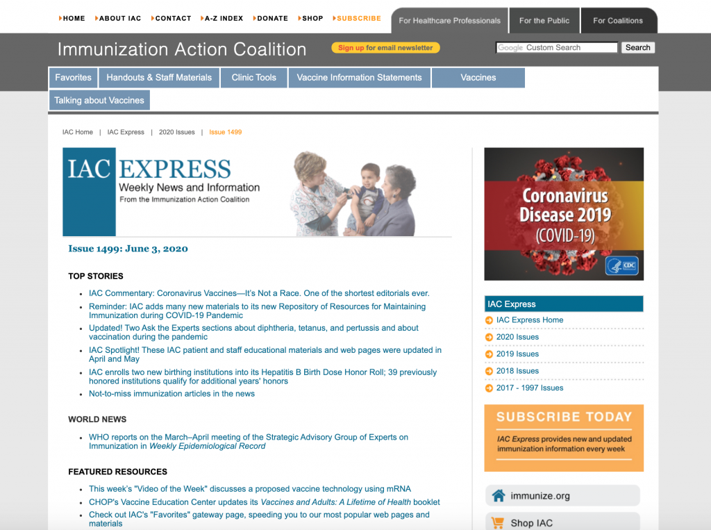 June 8, 2020 - National Network of Immunization Coalitions